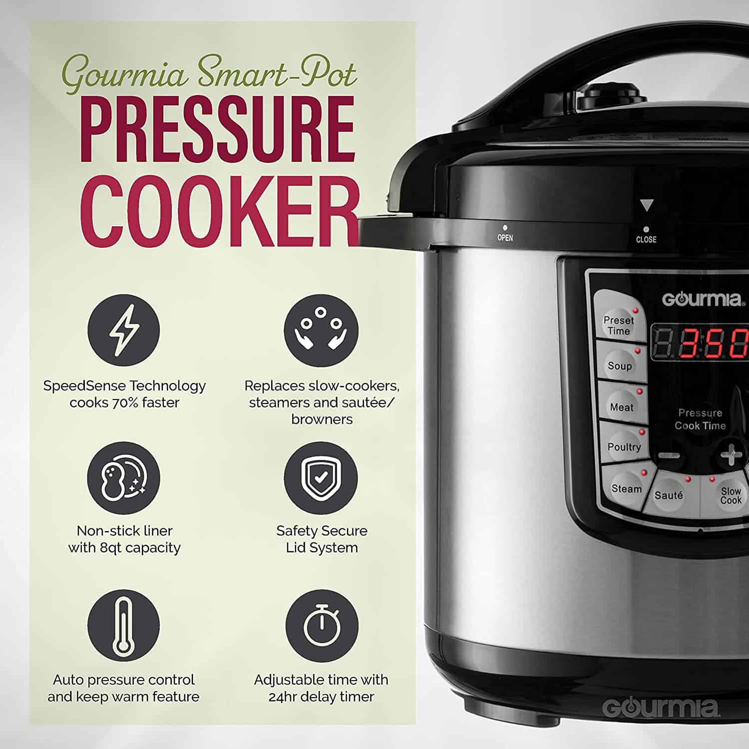 Gourmia GPC800 ExpressPot Electric Digital Multipurpose Pressure Rice ...