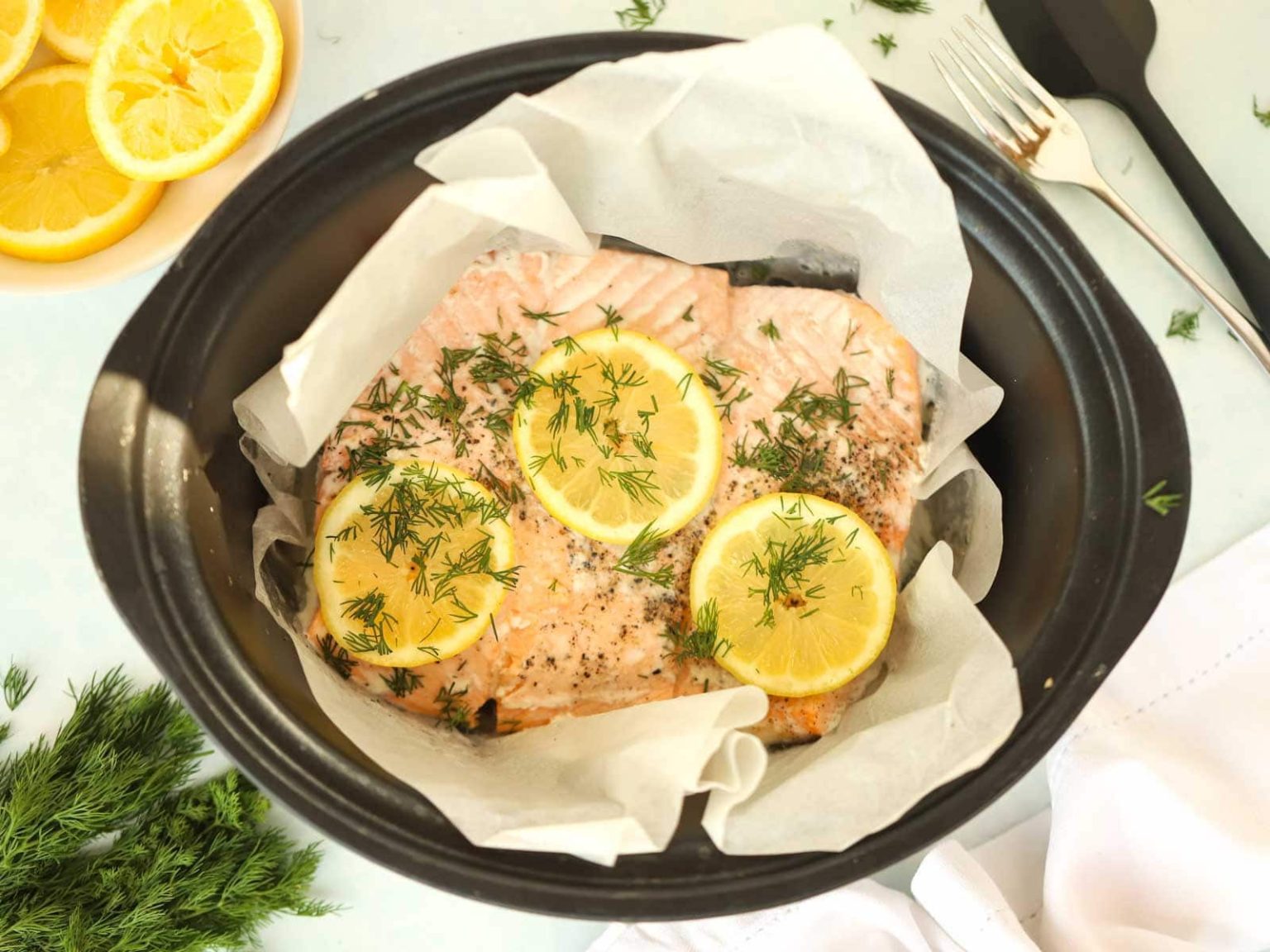 Slow Cooker Salmon with Creamy Lemon Sauce and Rice Recipe - We Know Rice