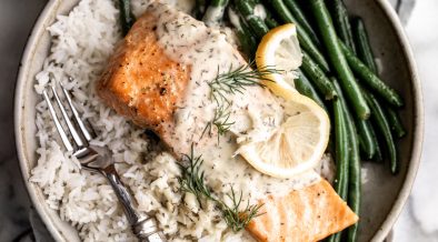 Slow Cooker Salmon with Creamy Lemon Sauce and Rice Recipe - We Know Rice